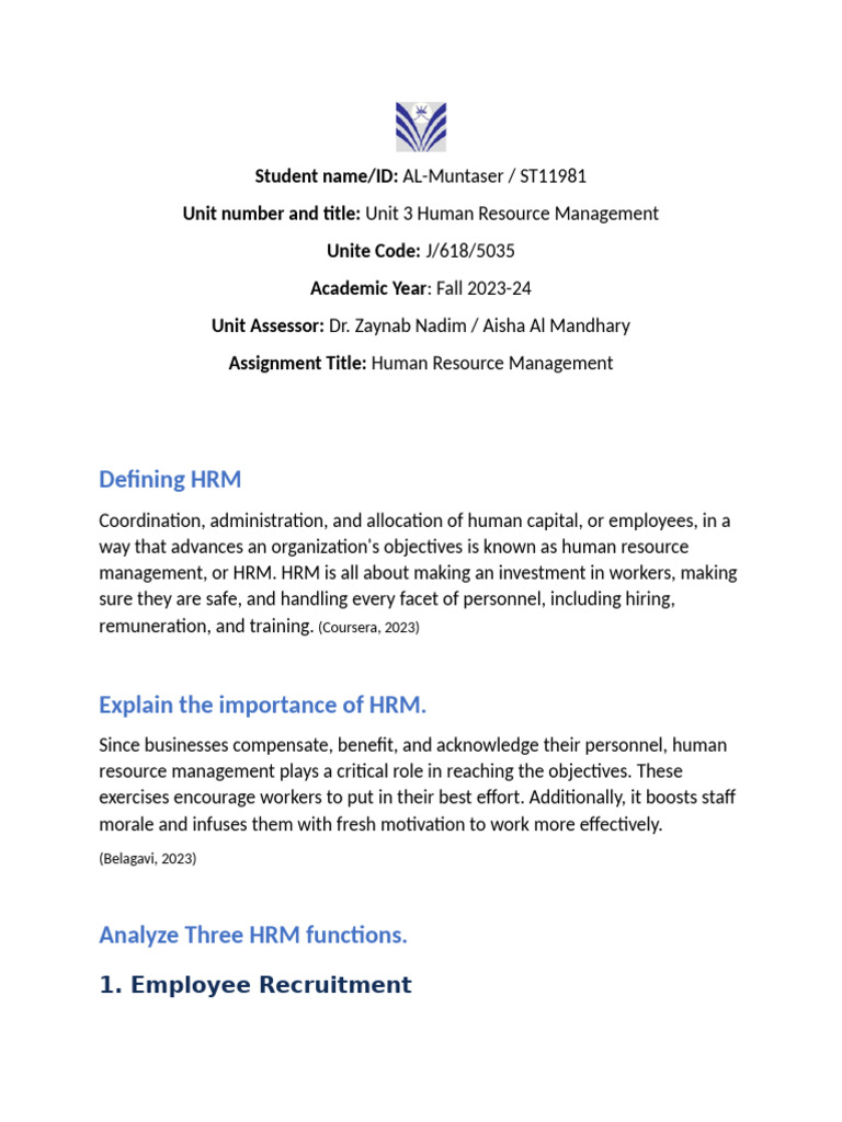 hr assignment 1 | PDF | Human Resource Management | Employee Retention
