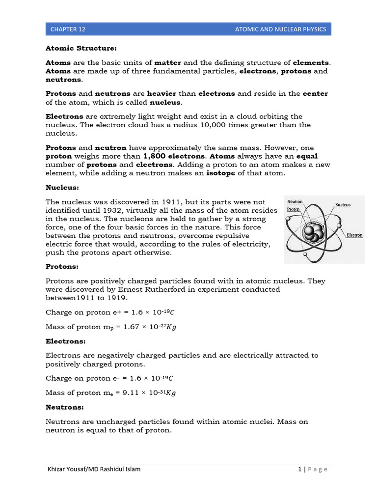 Chapter 12 Atomic and Nuclear Physics | PDF | Atomic Nucleus | Isotope