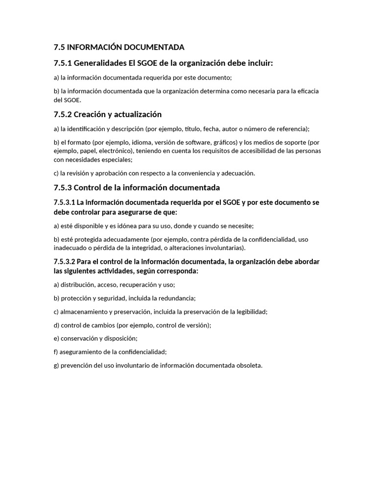 Informacion Documentada | PDF