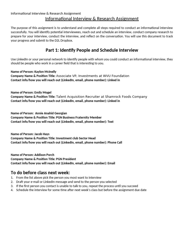 Assignment 3 - Informational Interview & Research | PDF | Investment Management | Artificial ...