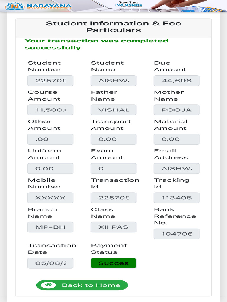 Student Fee Payment Confirmation | PDF | Finance & Money Management
