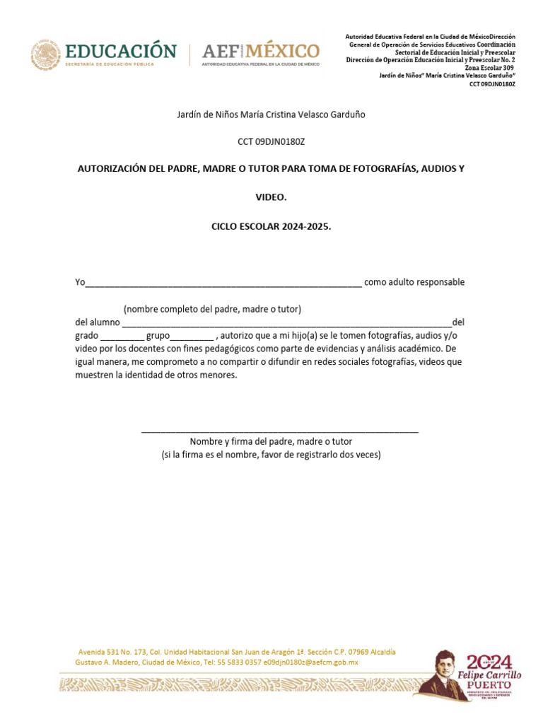 Autorización para Toma de Fotografías | PDF
