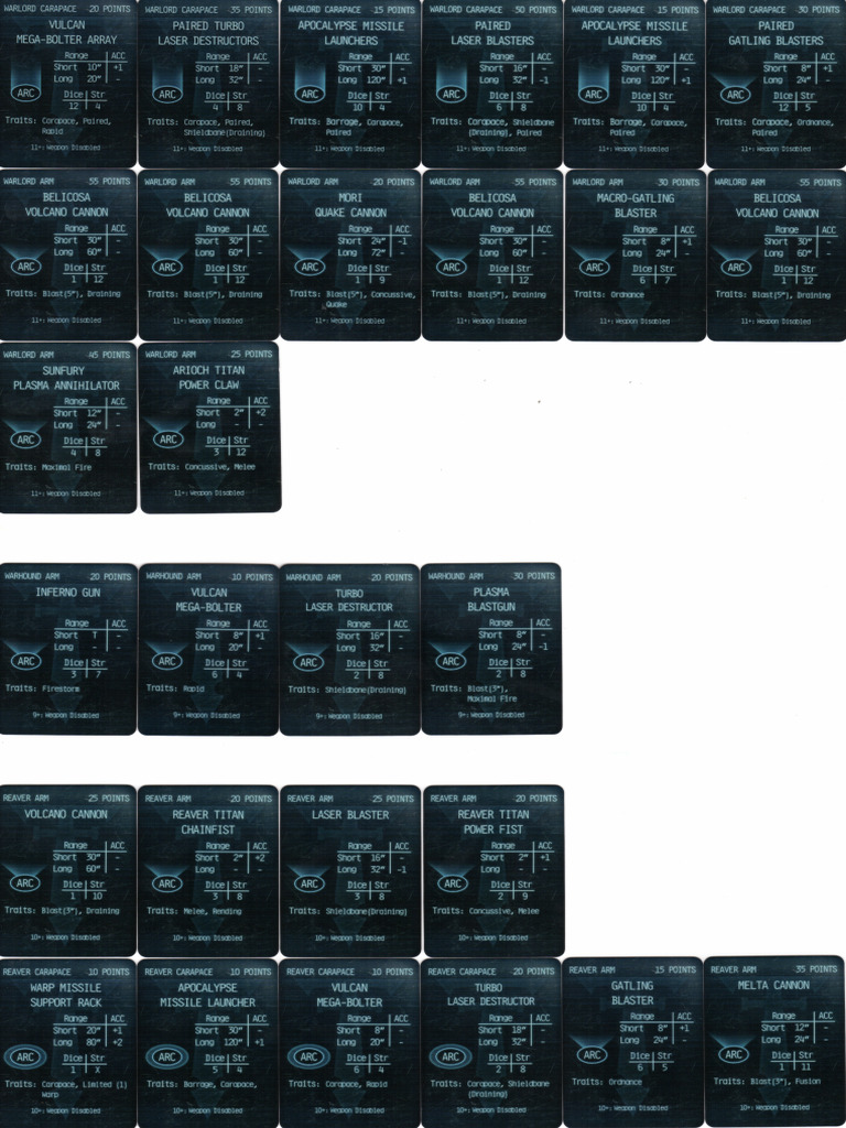 AT - Titans Weapon Cards | PDF
