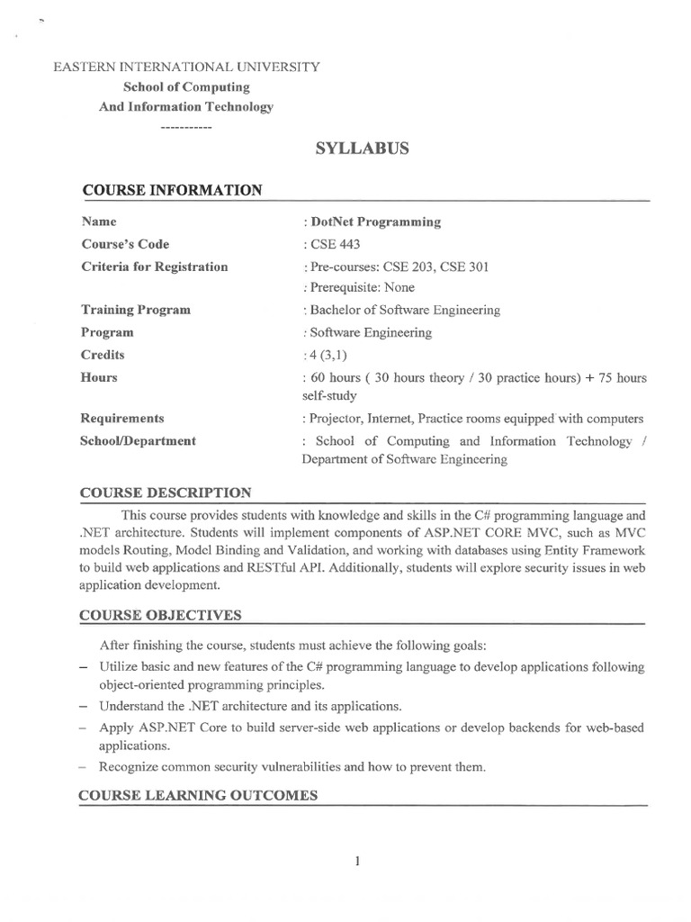 Syllabus | PDF