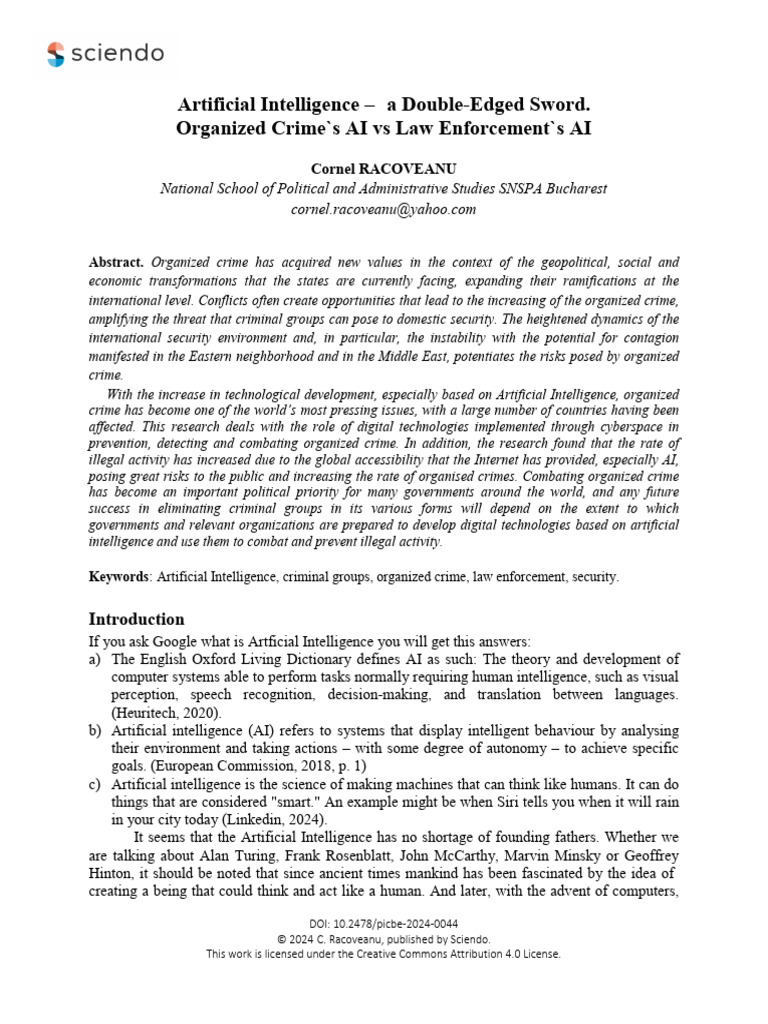 Artificial Intelligence - A Double-Edged Sword Org | PDF | Artificial ...