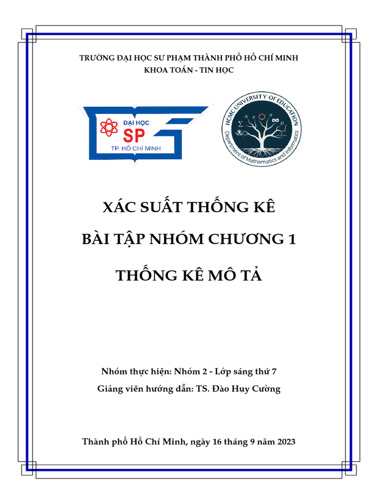 Ba Tap Nhom Chuong 1 XSTK | PDF