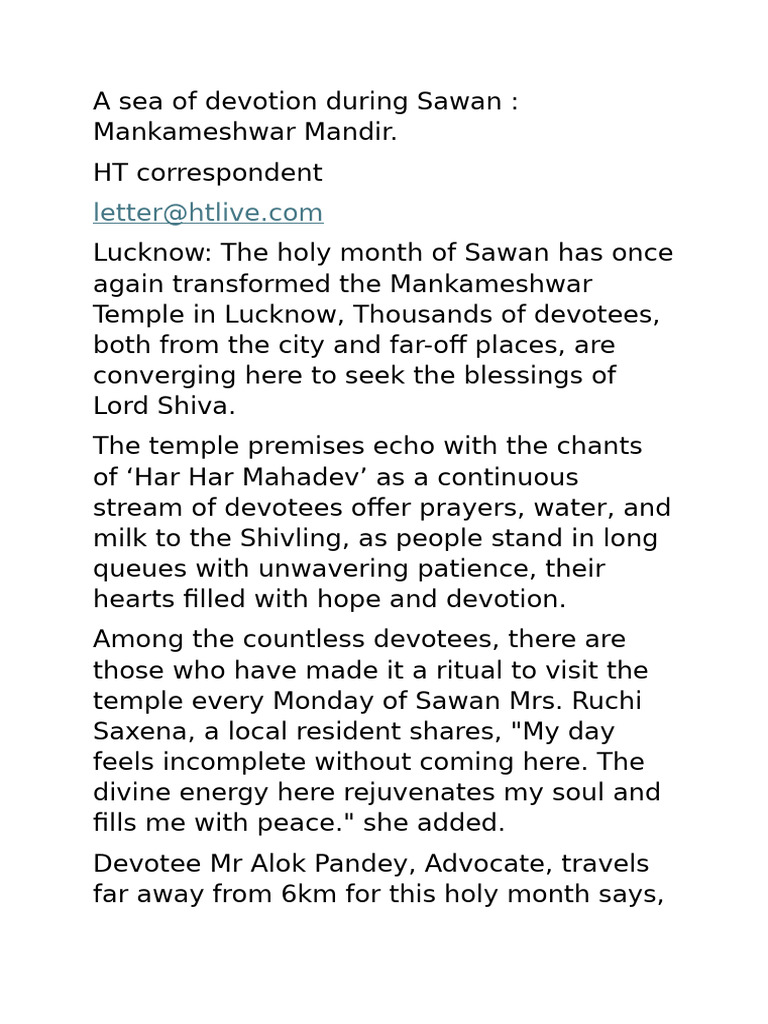 A Sea of Devotion During Sawan | PDF