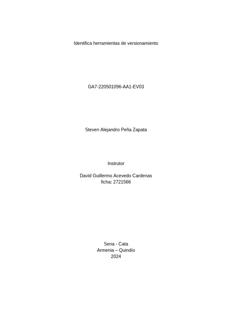 Identifica Herramientas de Versionamiento GA7-220501096-AA1-EV03 | PDF | Control de versiones ...