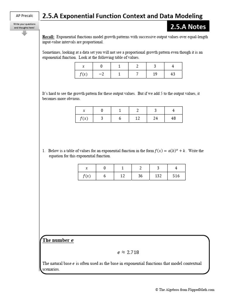 Appc 2.5.a Packet | PDF | Function (Mathematics) | Exponential Function