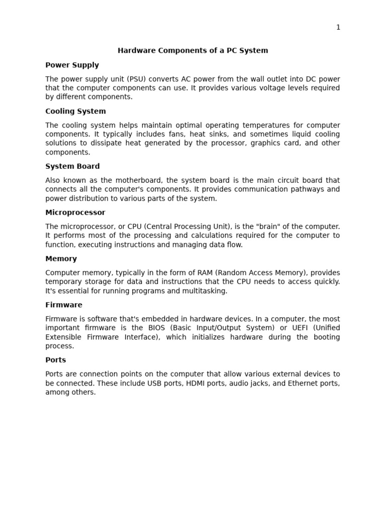Hardware Components | PDF | Games & Activities | Technology & Engineering