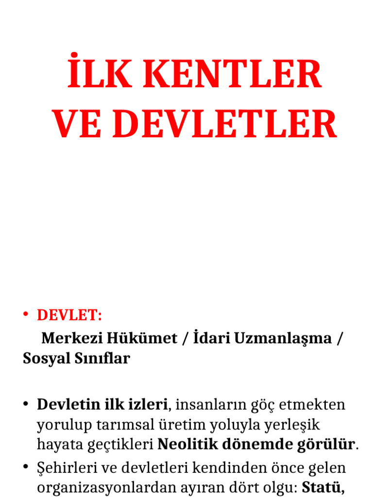 İlk Kentler Ve Devletler | PDF