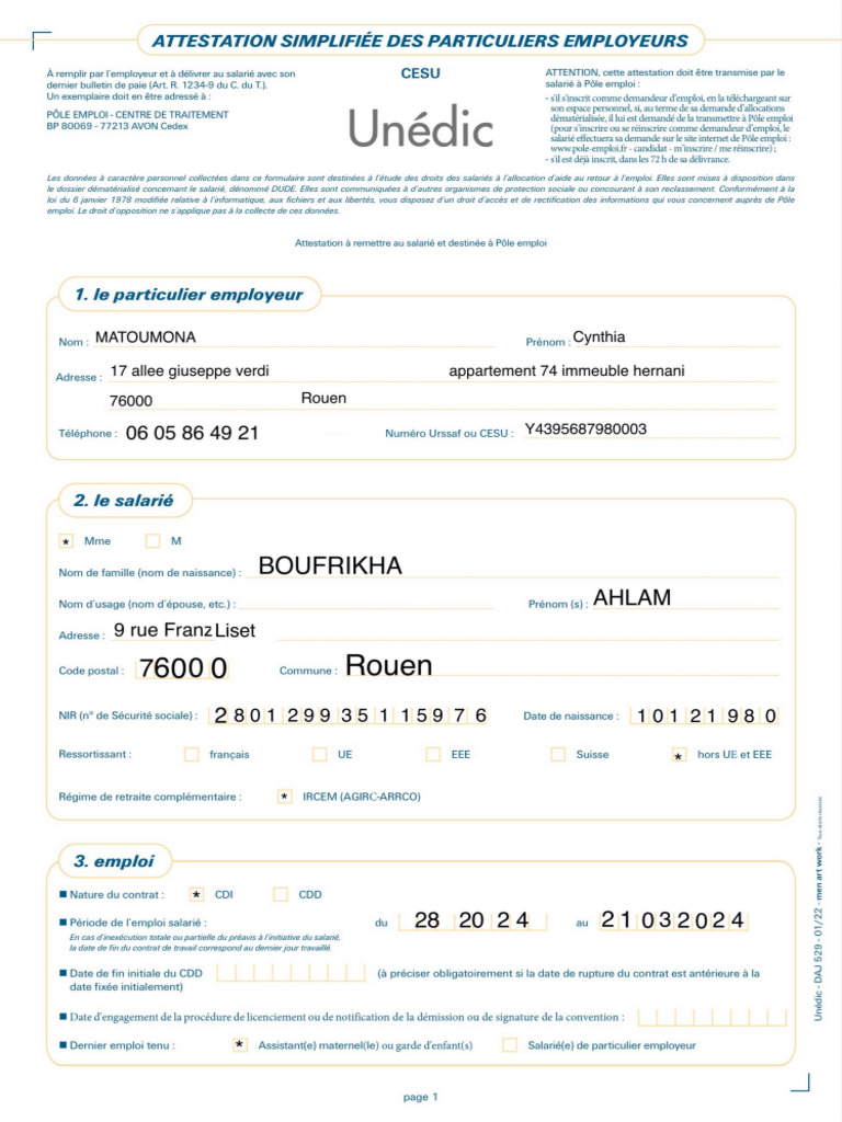 Attestation Employeur | PDF