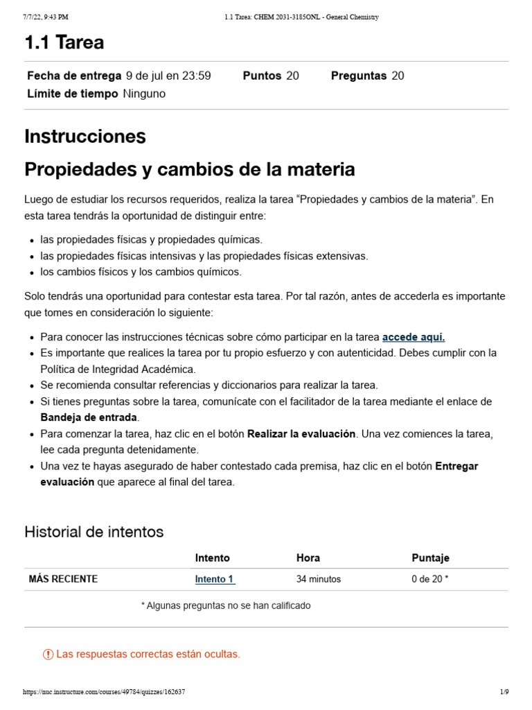 Tarea de Química: Propiedades y Cambios | PDF | Química | Sustancias ...