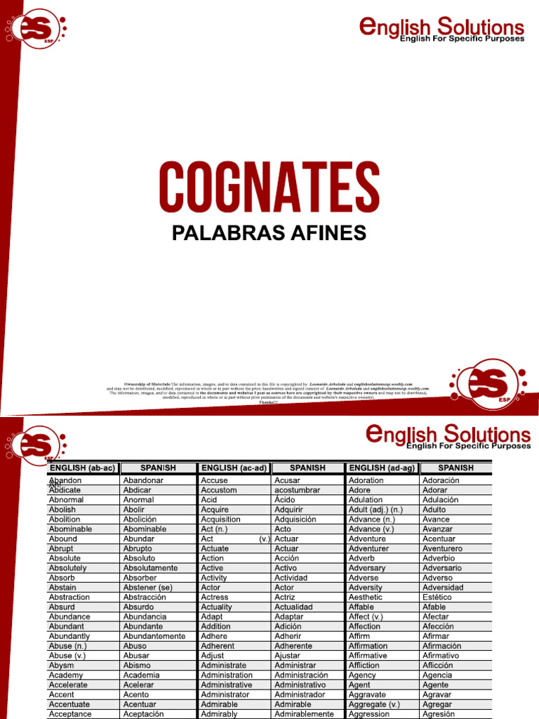Cognates | PDF