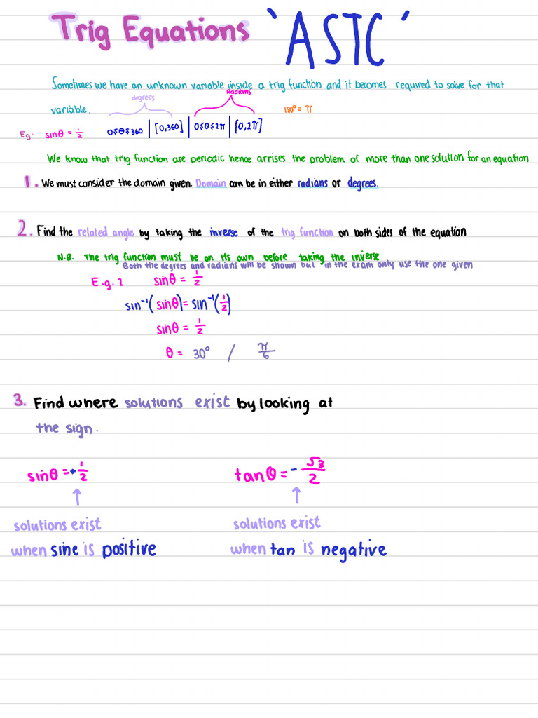 Trig Equations ASTC Method | PDF