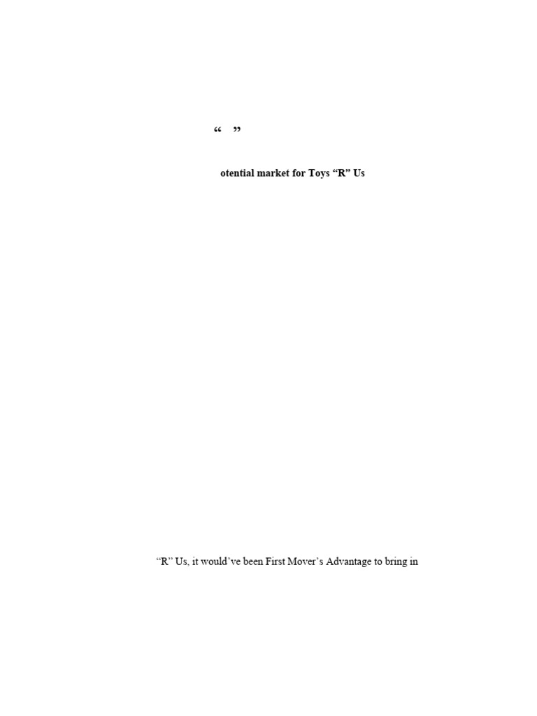 390 - Mohak Gandhi - GBS Case Analysis - Toys R Us | PDF | Retail | Toys 390 - Mohak Gandhi - GBS Case Analysis - Toys R Us | PDF | Retail | Toys