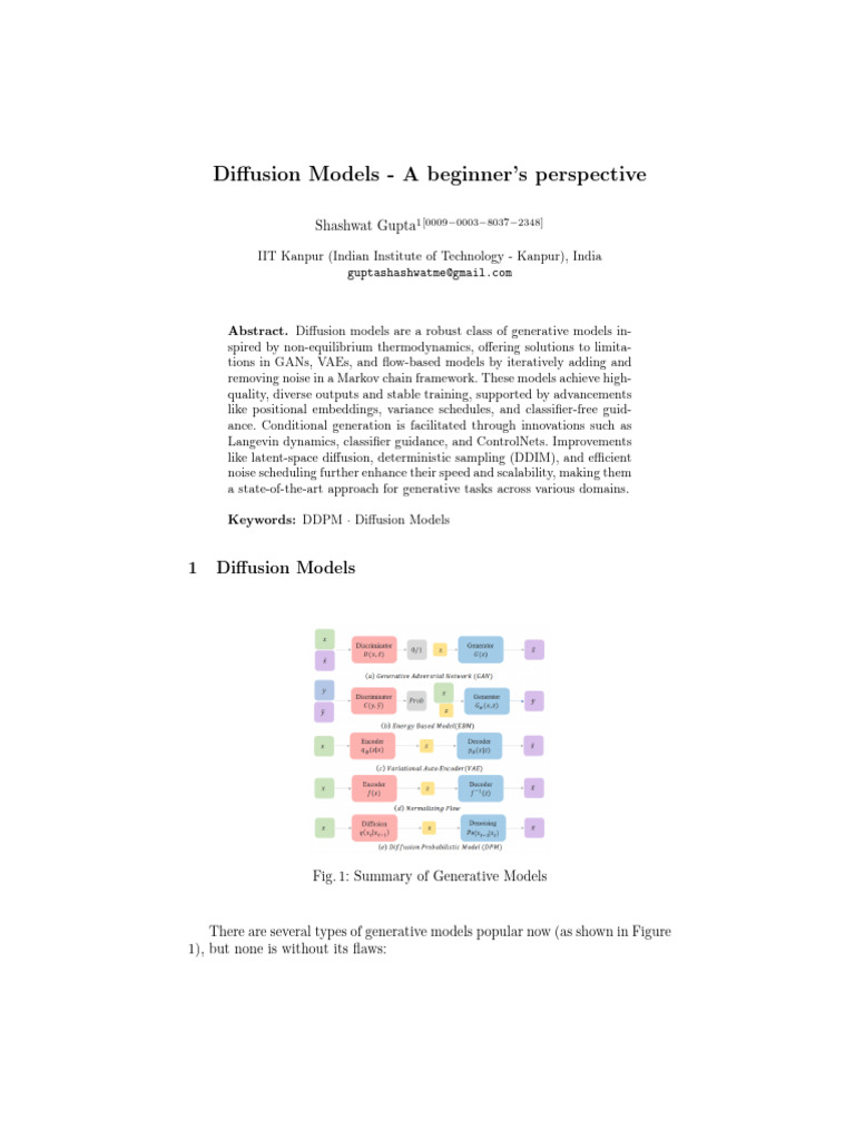 Diffusion Models A Concise Perspective | PDF | Machine Learning ...