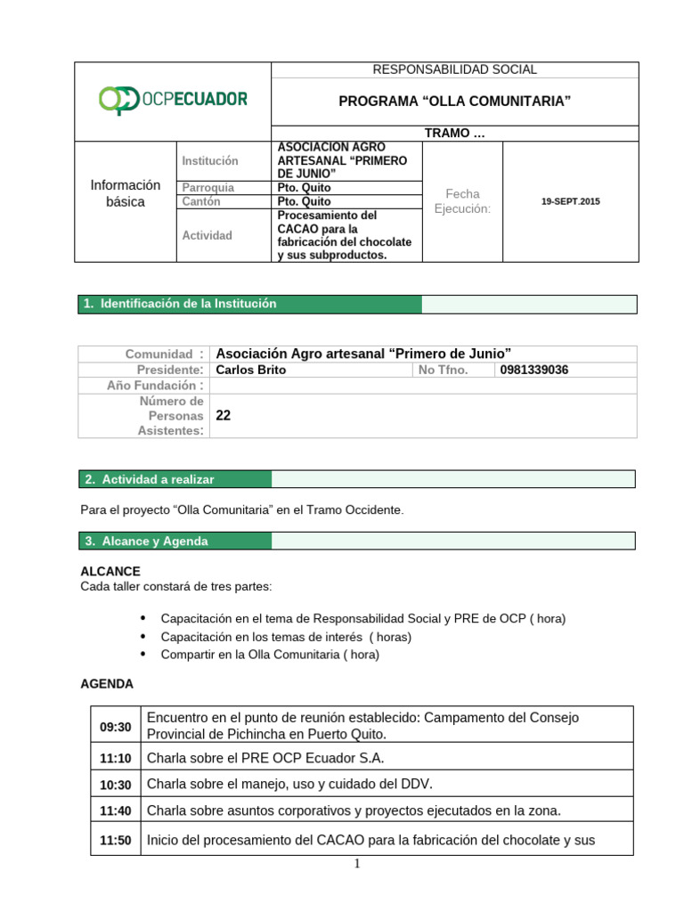 Formato Olla Comunitaria | PDF | Theobroma | Chocolate