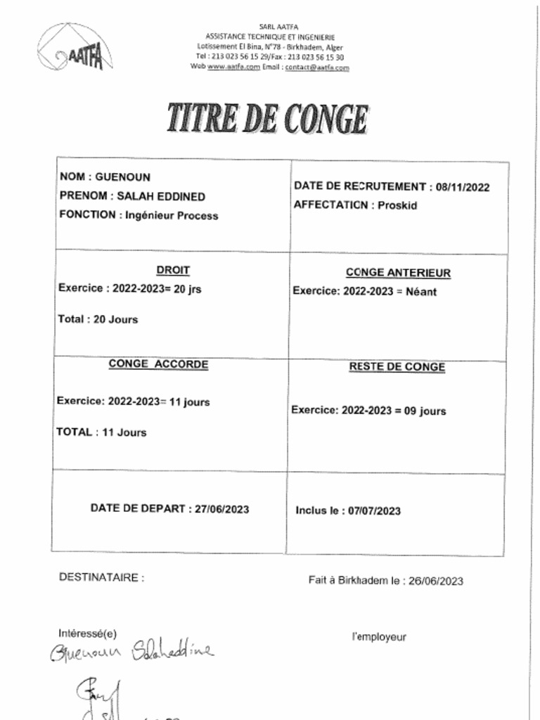 Titre de Congé | PDF