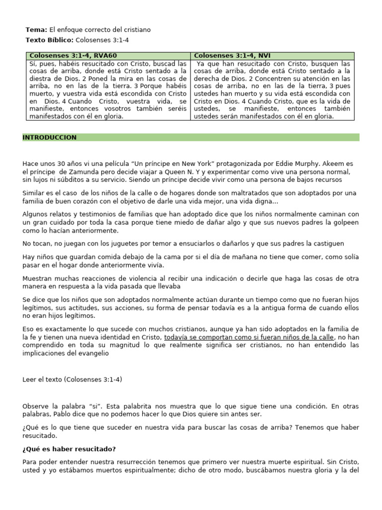 Sermon El Enfoque Correcto Del Cristiano-1 | PDF | Cristo (título) | La ...