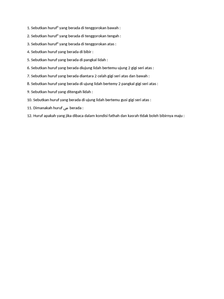 Soal Tahsin Aisar | PDF | Seni & Disiplin Bahasa