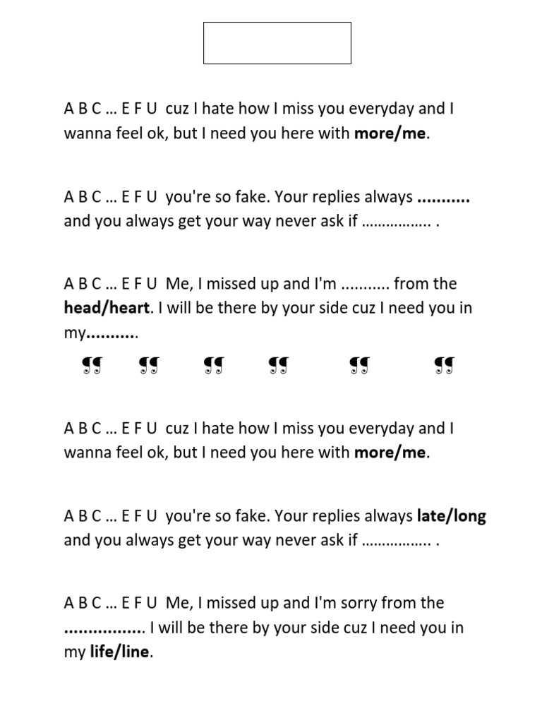 ABCDEFU - SONG - Difficult | PDF | Poetry