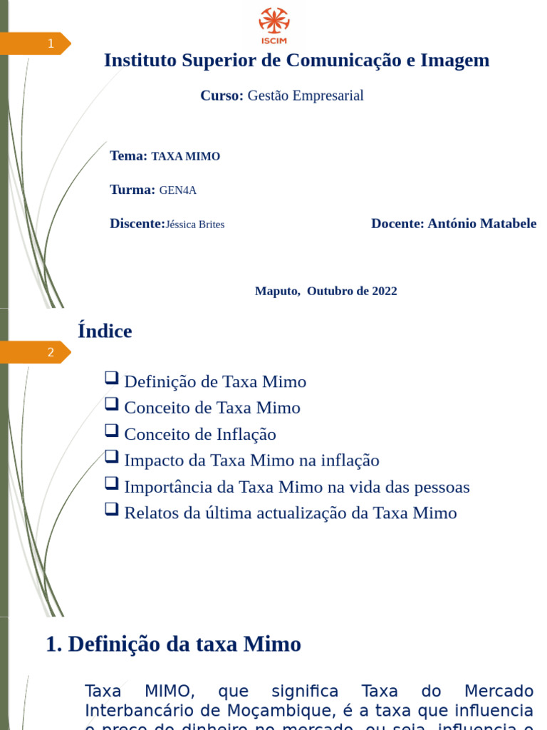 Economia de Mocambique - Taxa Mimo - Pesquisa Realizada Por Jessica ...