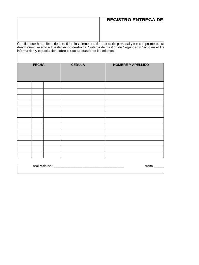 Formato Entrega Epp | PDF