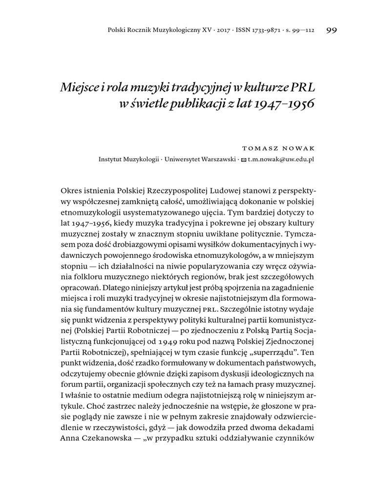 Muzyka Tradycyjna W PRL | PDF