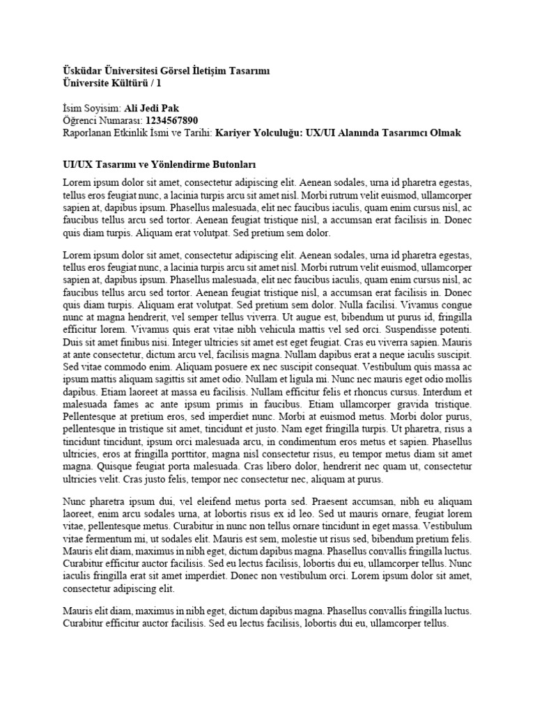 Ornek Universite Kulturu Raporu Final Taslak | PDF