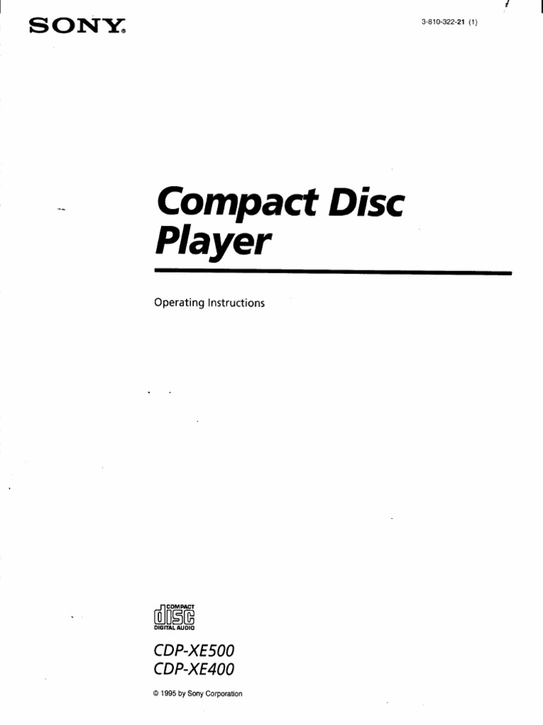 Sony CD Player CDPXE500 | PDF