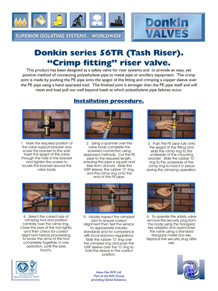 Series 56TR Installation DV | PDF | Pipe (Fluid Conveyance) | Tap (Valve)