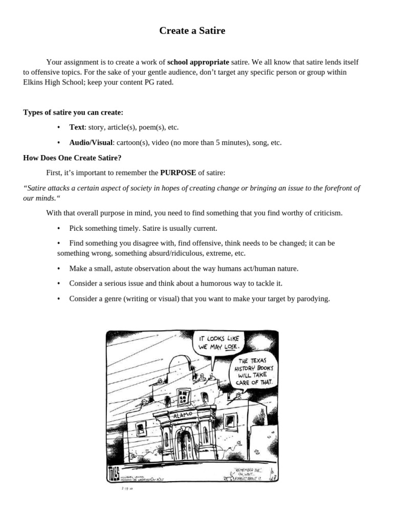 Create A Satire Project 2 | PDF | Satire | Parody