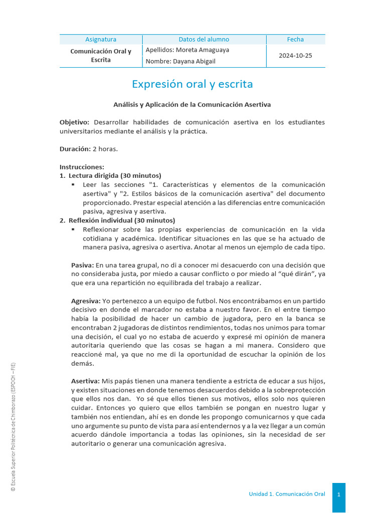 Expresión Oral y Escrita | PDF