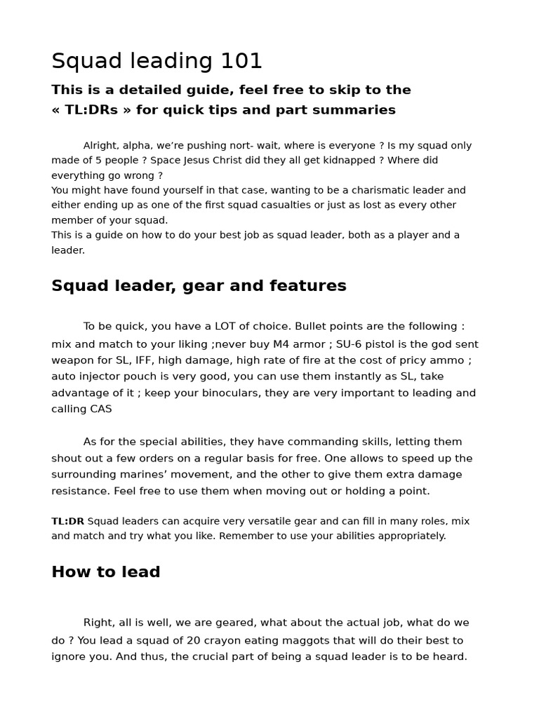 Squad Leading 101 | PDF