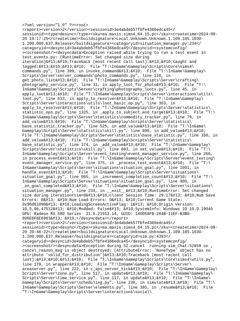Sims 4 Desync Error Reports | PDF | Software | System Software