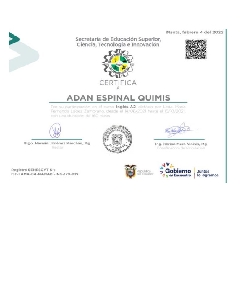 Certificado de Ingles 2 | PDF