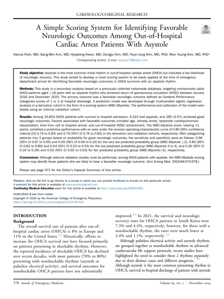 A Simple Scoring System For Identifying Favorable | PDF | Cardiac ...