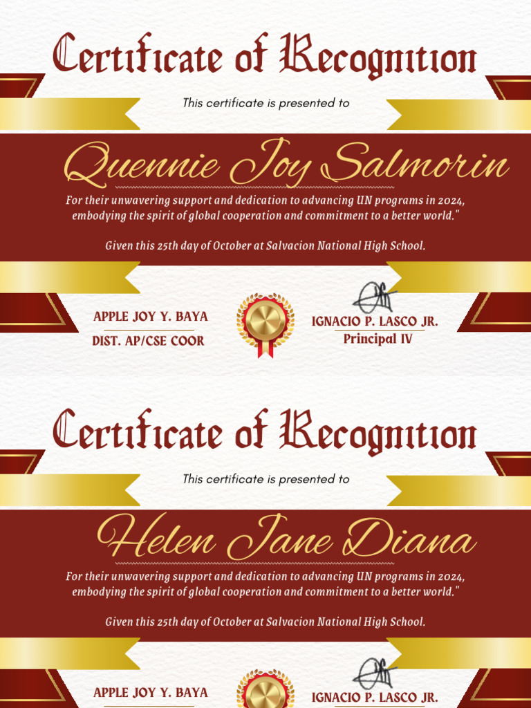 Recognition Certificate | PDF | Wellness