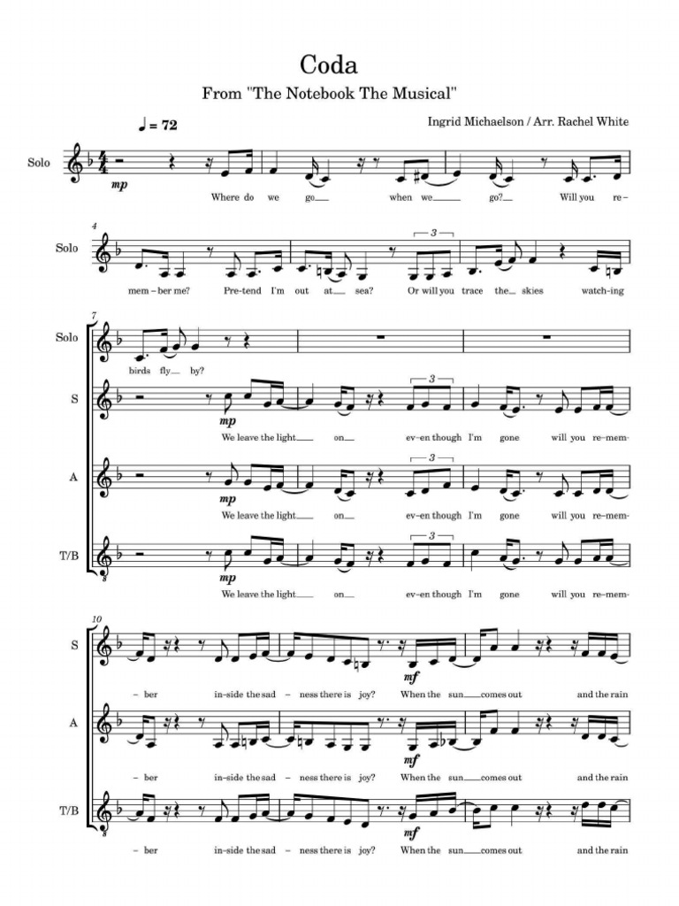 Coda - The Notebook The Musical | PDF