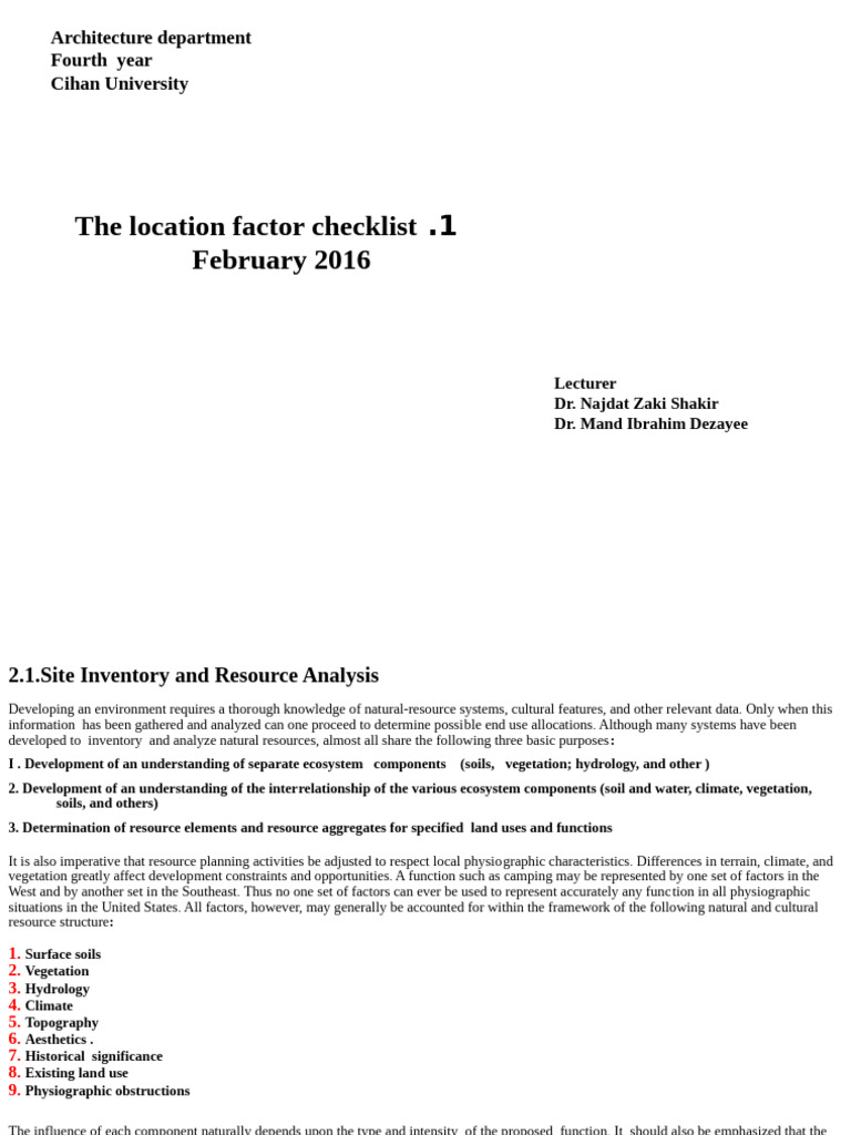 Location Factor Analysis | PDF | Surface Runoff | Soil