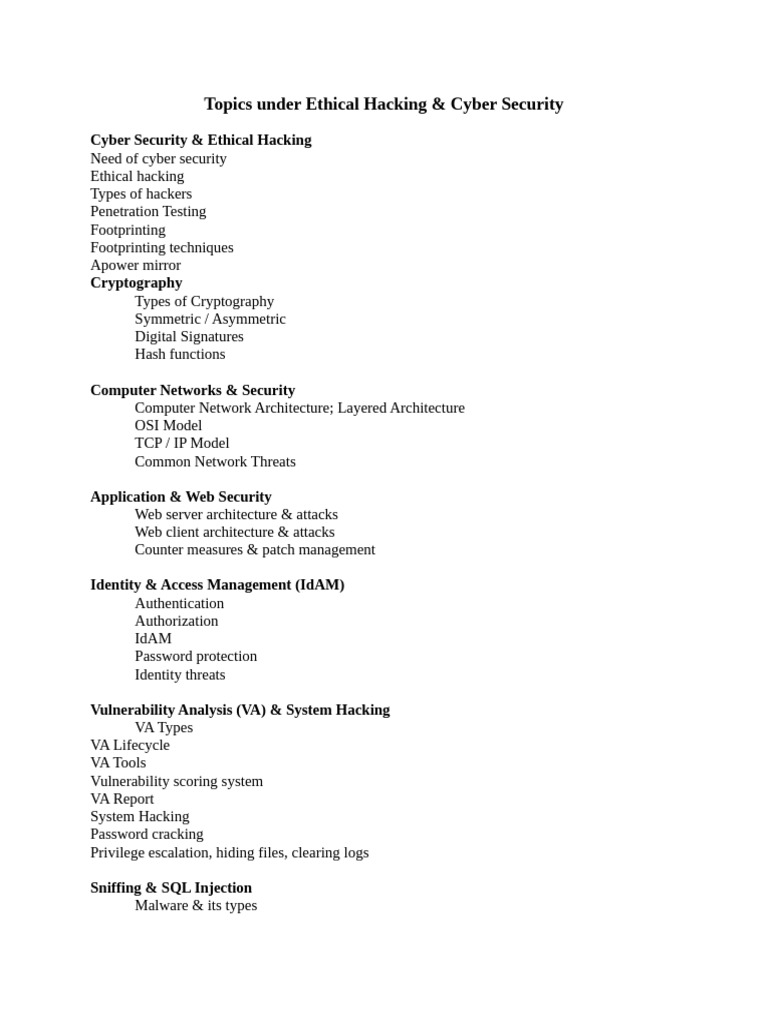 Ethical Hacking & Cyber Security | PDF | Technology & Engineering Ethical Hacking & Cyber Security | PDF | Technology & Engineering