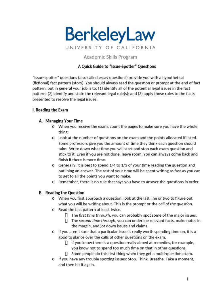 A Quick Guide To Issue Spotter Exams | PDF | Reason | Cognition