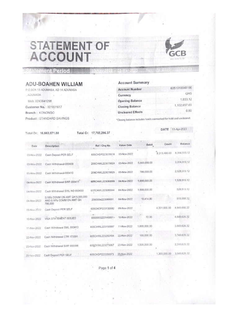 Bank Statement 1 | PDF