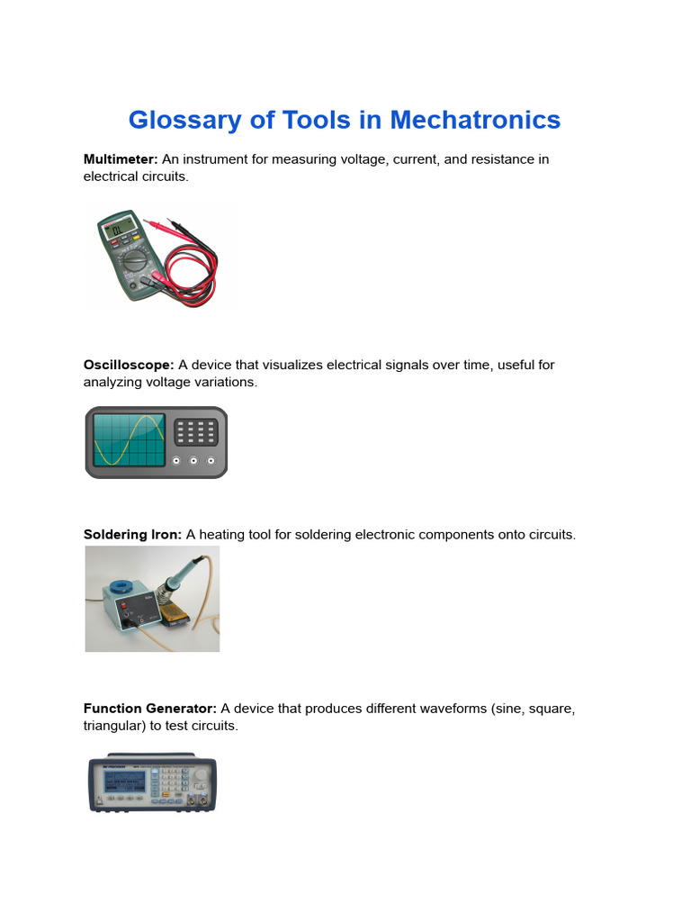 Glossary of Tools in Mechatronics | PDF | Actuator | Electric Motor