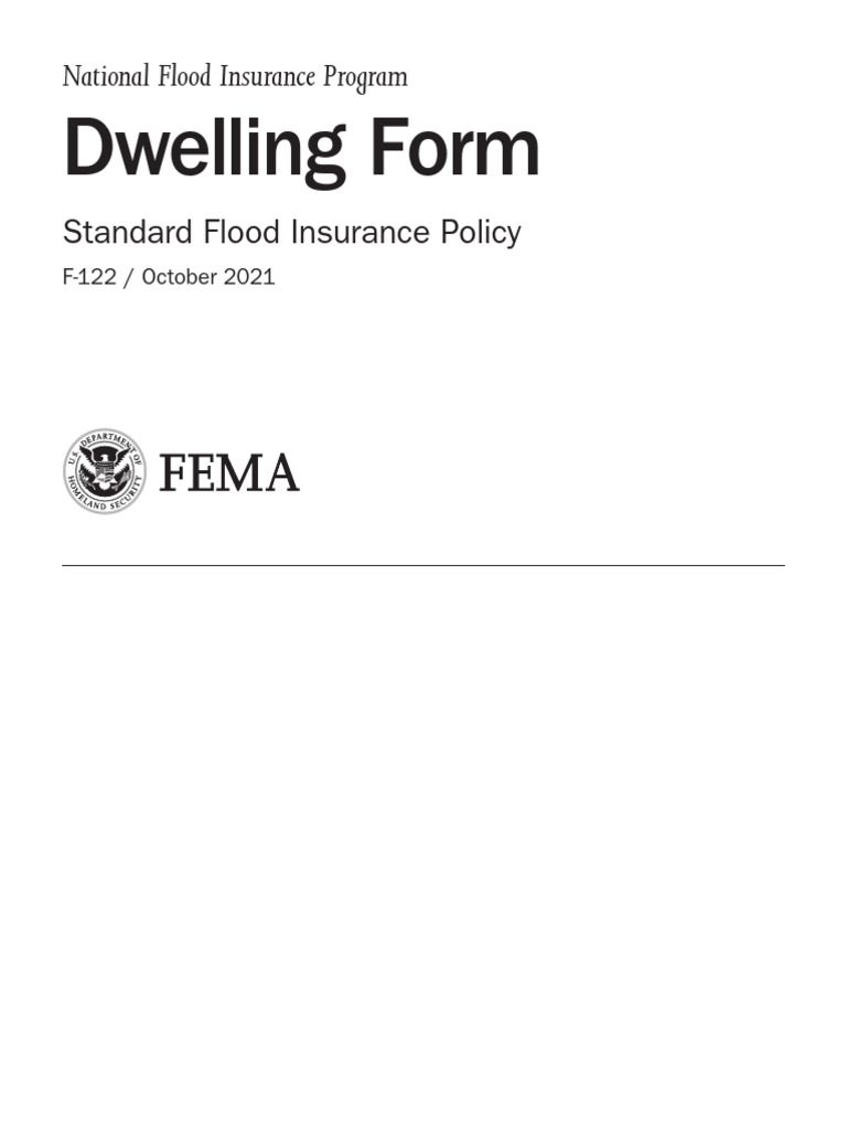 Contact Only Noted Fema F-122-Dwelling-SFIP 2021 | PDF | Insurance ...