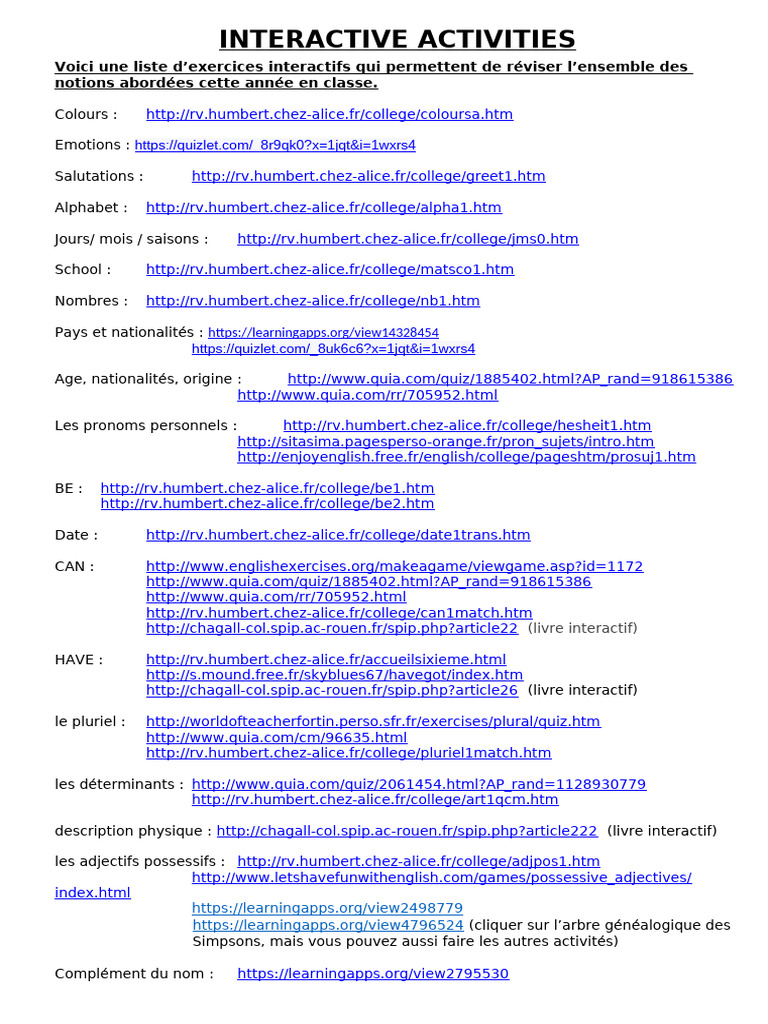 Interactive Activities 2024 | PDF