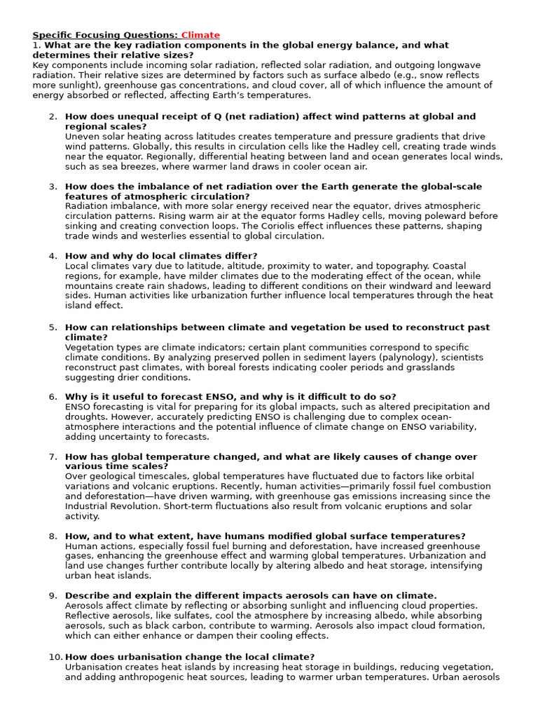 UOA geog 101 test notes | PDF | Climate Change | Atmospheric Circulation