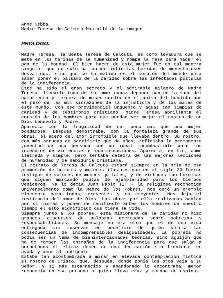 Sebba, Anne - Madre Teresa de Calcuta | PDF | Madre Teresa | Albania