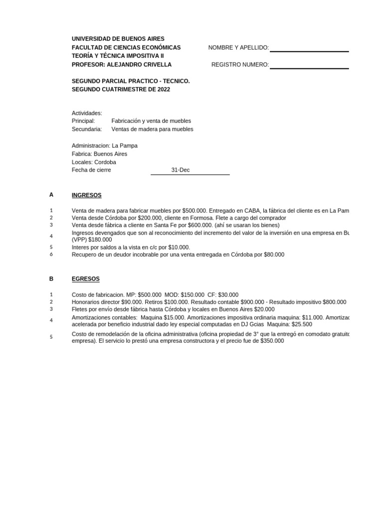 Modelos de Parciales Iibb Practicos Impuestos 2 2018-2019-2020-2022-1 ...